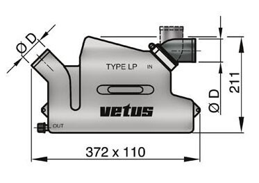 Vetus WLOCKL50R Waterlock Muffler Marine Engine Exhaust Systems